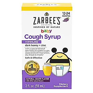 Zarbee's Baby Cough Syrup + Immune with Honey Natural Grape Flavor 2 Fl Oz