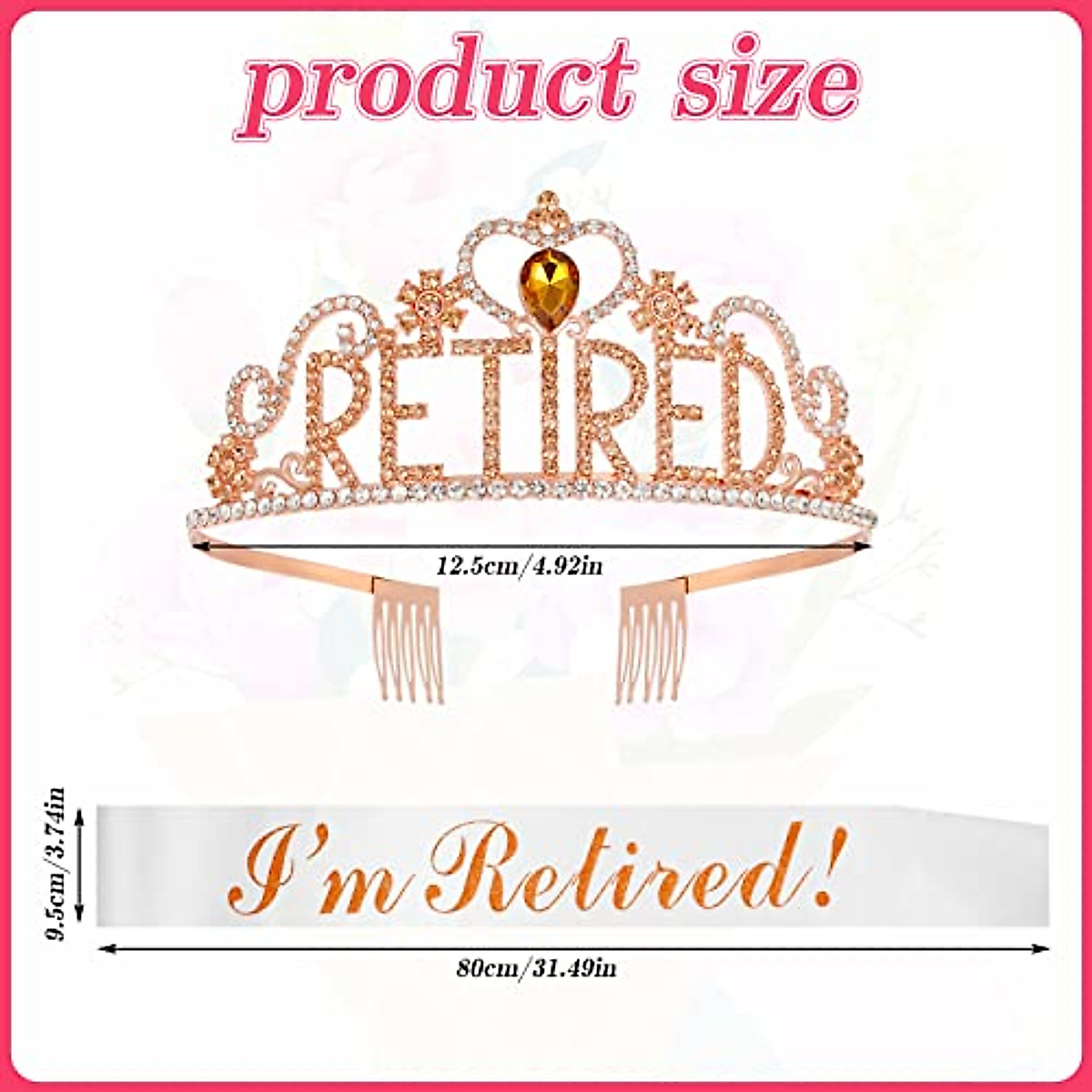 Retirement Party Decorations, Retirement Gifts for Women Retired Tiara Retired Crown Rose Gold