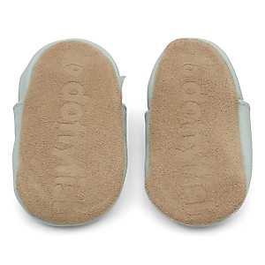 Dotty Fish Soft Leather Infant Shoes Unisex pre-Walkers. Polar Bear on Ice Blue Shoe. 6-12 Months