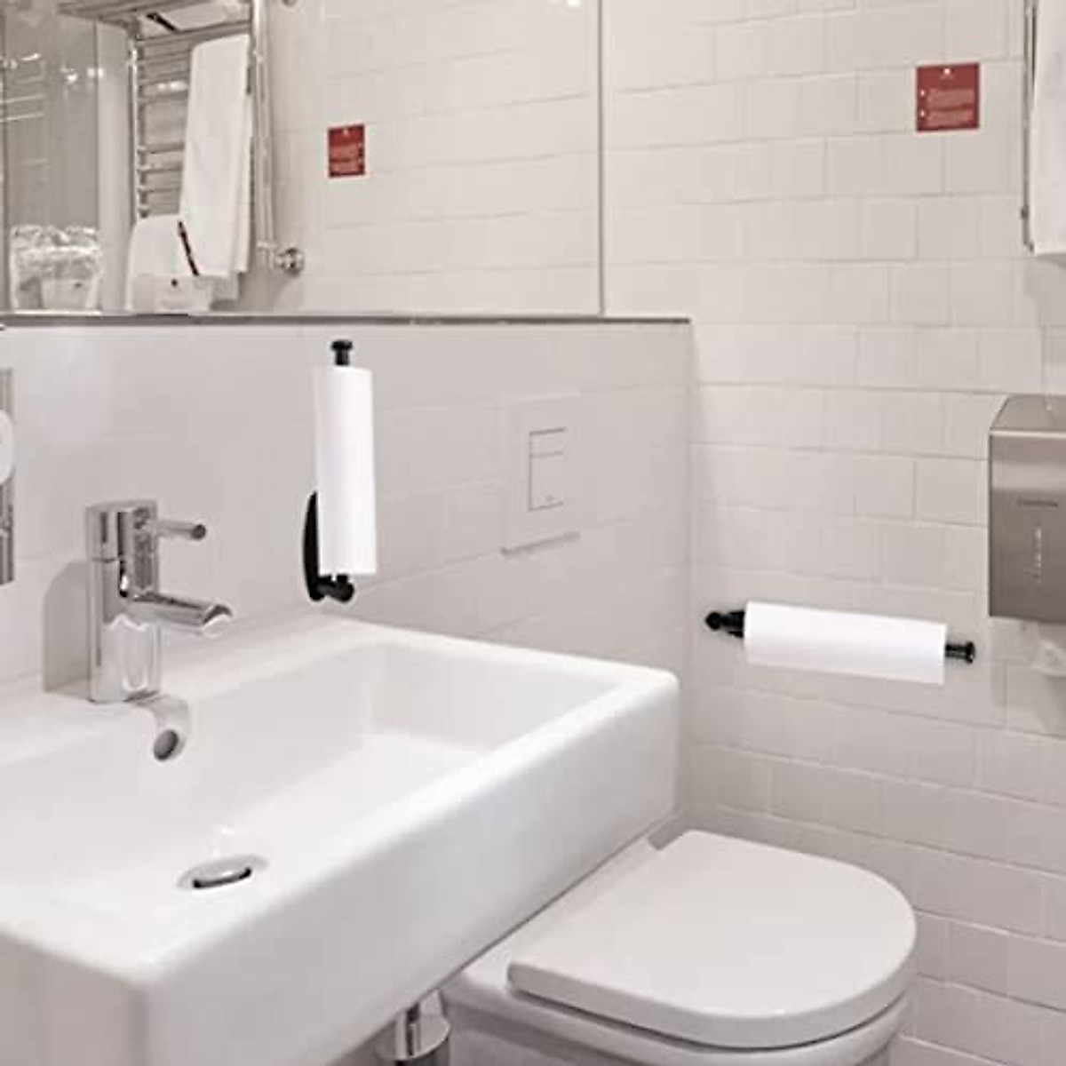 TAMHUYEO Paper Towel Holder,Adjustable Easy Tear Wall Mount Paper Towel Holder Under Cabinet with Damping,Effect for Kitchen Bathroom(Black)