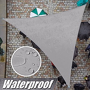 ColourTree 12' x 12' x 12' Grey TADT12 Triangle Waterproof Sun Shade Sail Canopy Awning Shelter, 95% UV Blockage Water Resistant, Outdoor Patio Garden Carport (We Customize)