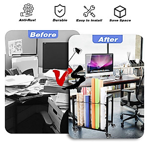 GRANDBUY Vinyl Roll Holder Blueprint Storage Rack Metal Blueprint Storage Cart with Wheels 12 Slots Roll File Holder for Home Office School to Storage kraft paper wrapping paper vinyl rolls