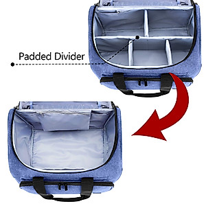 Teamoy Knitting Bag with Inner Detachable Divider, Yarn Storage Crochet Bag for Unfinished Projects, Crochet Hooks and Other Accessories, Dark Blue