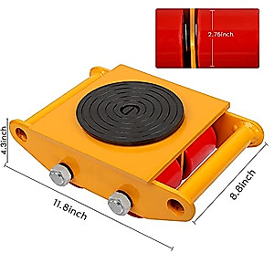 XCFDP Machine Skates, 6T Machinery Skate Dolly, 13200lbs Machinery Moving Skate, Machinery Mover Skate with 360° Rotation Cap, Heavy Duty Machine Dolly Skate for Industrial Moving Equipment, 1pc