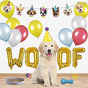 DECORLIFE Dog Party Decorations, Dog Themed Birthday Party Supplies Serves 16, Includes Paper Plates Set, Banner, Hanging Swirls, Total 178PCS, for Puppy Birthday Decorations