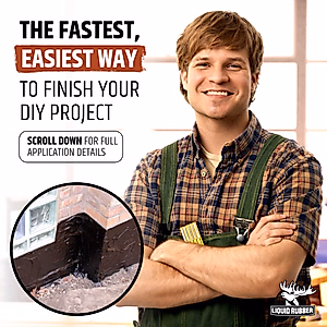 Liquid Rubber Concrete Foundation and Basement Sealant - Indoor & Outdoor Waterproof Coating, Easy to Apply, Black, 5 Gallon