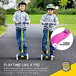 Swagtron K5 3-Wheel Kids Scooter with Light-Up Wheels | Quick Assembly | ASTM-Certified | Height-Adjustable for Boys or Girls Ages 3+ (Pink) & Razor AW Kick Scooter - Red - FFP