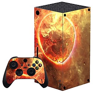PlayVital Flaming Sun Custom Vinyl Skins for Xbox Series X, Wrap Decal Cover Stickers for Xbox Series X Console Controller