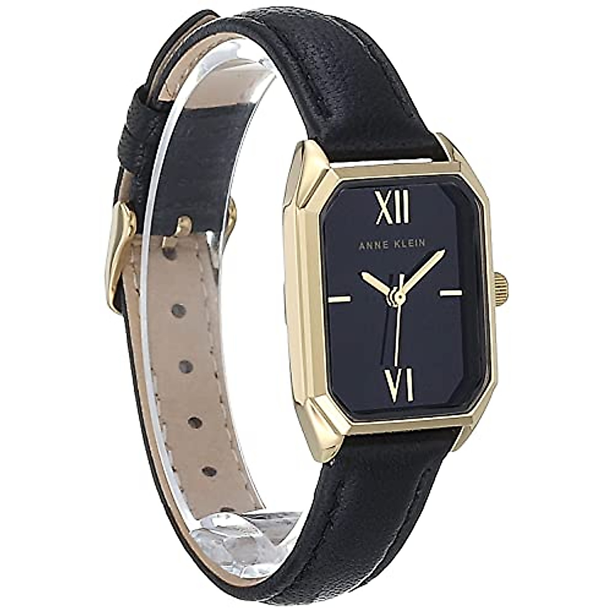 Anne Klein Women Japanese Quartz Dress Watch with Leather Strap, Black, 13 (Model: AK/3874BKBK)