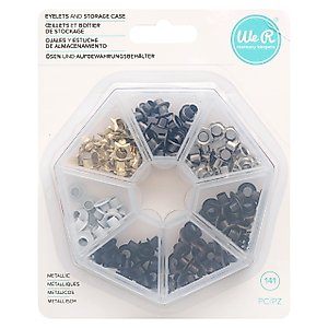 We R Memory Keepers Storage Crop-A-Dile-Eyelets and Case-Metallic (141 Pieces)