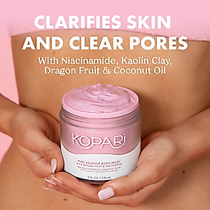 Pink Soufflé Body Mask With Niacinamide, Kaolin Clay, Dragon Fruit & Coconut Oil, Great for Dry Skin, Clarifies, Reduces Appearance of Pores, Helps Reduce Acne & Cellulite, Whipped Texture, 8 Oz