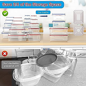 AdanZst 40-Piece Reusable Food Storage Containers with Lids Airtight, 100% Leakproof Plastic Meal Prep Storage Food Grade Kitchen Organizer, Stackable Freezer Containers, Microwave & Dishwasher Safe