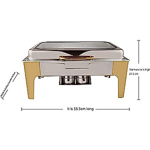 Food Warming Buffet Servers - Stainless Steel Buffet Hot Plates, Table Buffet Heaters, Covered Servers, Food Warmers for Party Buffets, Fondue Buffet Sets.(Size:9L,Color:semi-Gilding) (Semi Gilding)