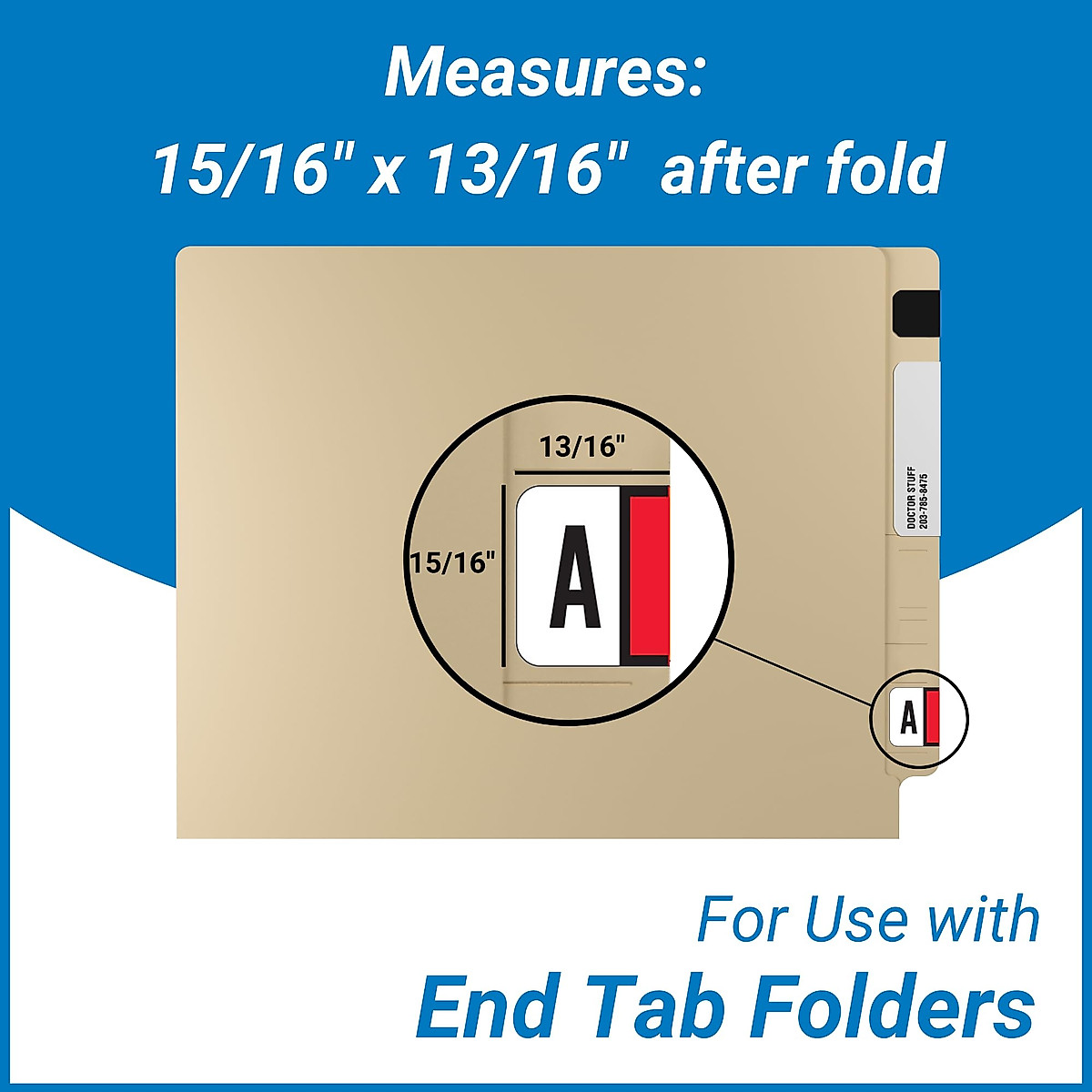 Doctor Stuff - File Folder Labels, Alphabet Letter A, Safeguard 514 - SGAM Series Compatible Alpha Stickers, Red, 15/16" x 1-5/8", 500/Roll