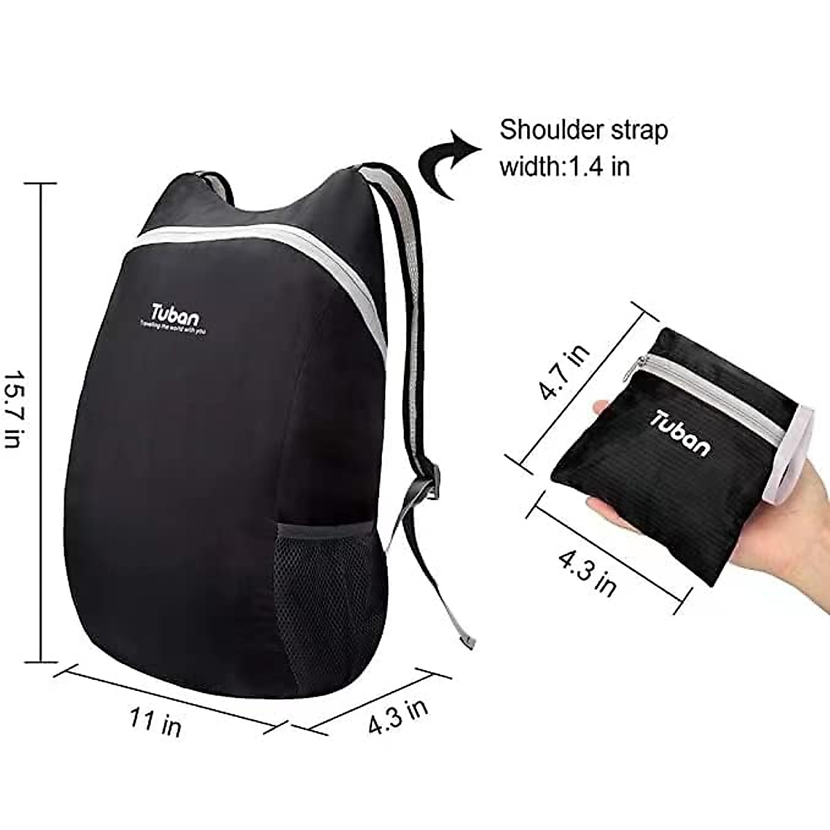 tuban Ultra Lightweight Packable Water Resistant Backpack for Travel Camping Outdoor Hiking Daypack