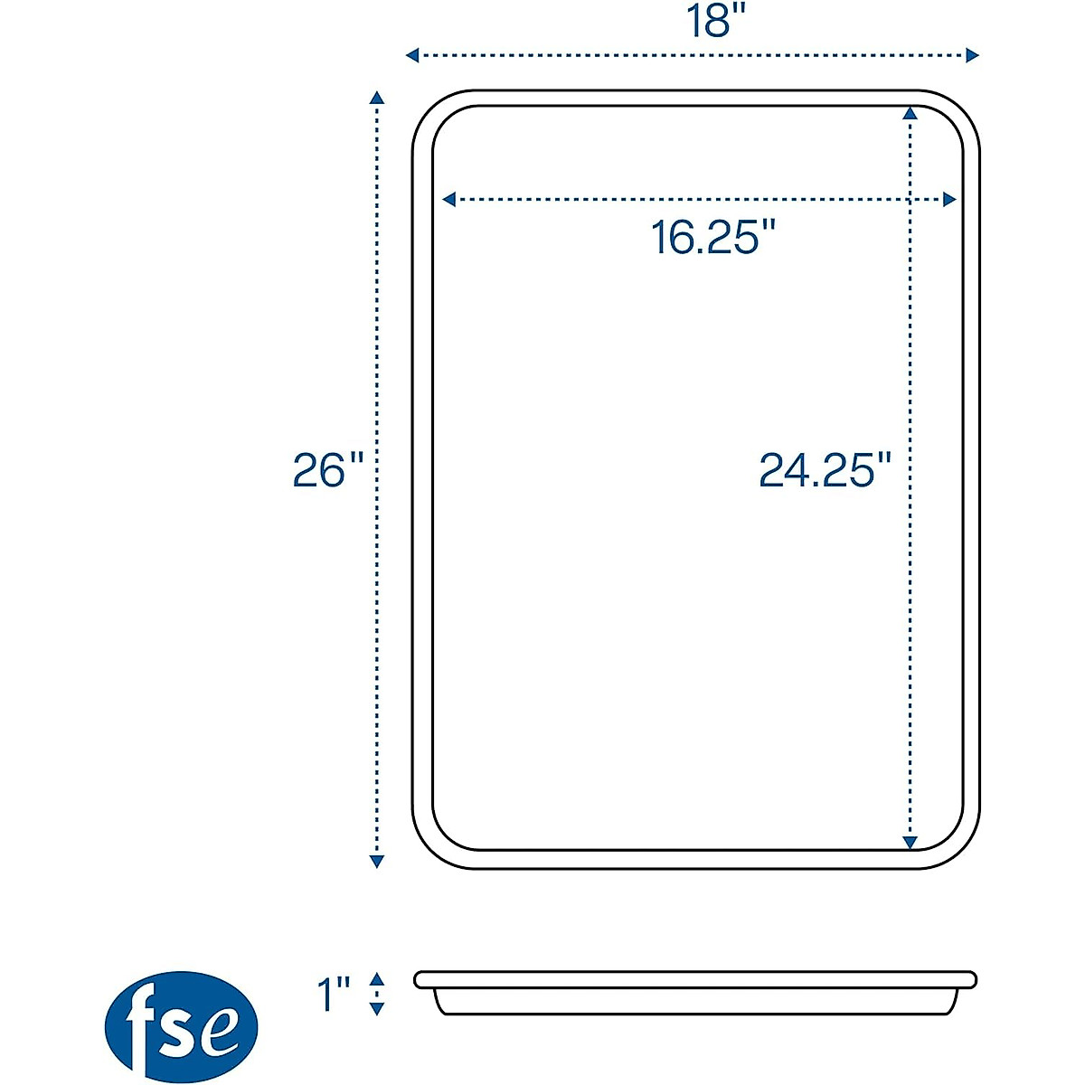 FSE Sheet Pan, Commercial Grade 20-Gauge Aluminum Bun Pan, 18" L x 26" W x 1-1/8" H (Full Size) | Measure Oven (Recommended)