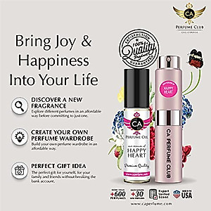 CA Perfume Duo Impression of Delina For Women Eau de Parfum Refillable Atomizer Sprayer + Fragrance Body Oil Long Lasting Sample Travel Size Roll-On Bottle 0.27 Fl Oz+0.33 Fl Oz