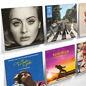 FOGOBO Vinyl Record Shelf Wall Mount, 6 Pack 12’’ Clear Acrylic Album Record Holder Display, Kids Bookshelf, Floating Wall Shelves for Bathroom, Bedroom, Living Room, Kitchen,Office