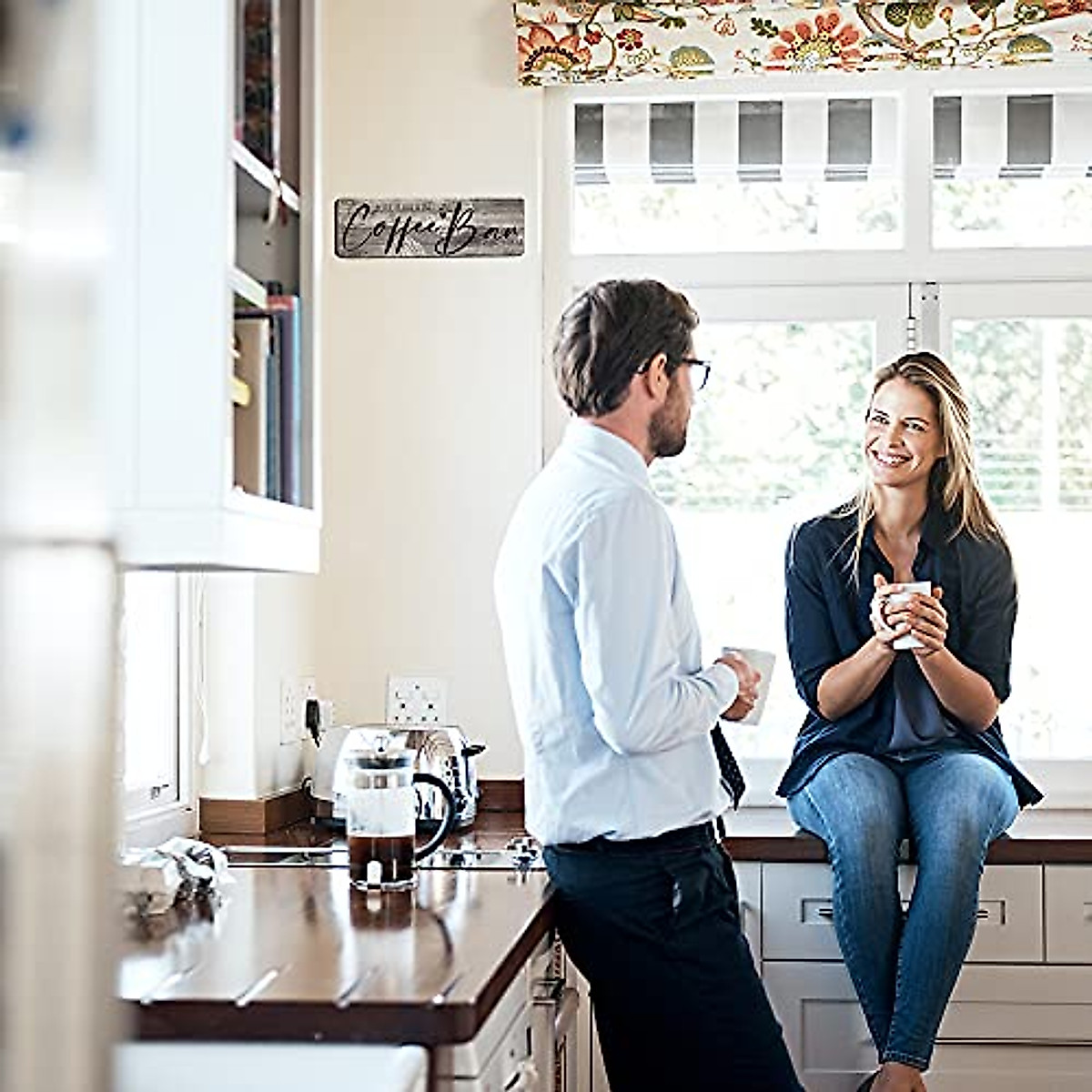 SAC SMARTEN ARTS Rustic Coffee Bar Signs Kitchen Wall Decor Coffee Signs Farmhouse Coffee Bar Decor Wood Coffee Wall Art for Home/Office/Coffee Bar Decorations 16”x5”