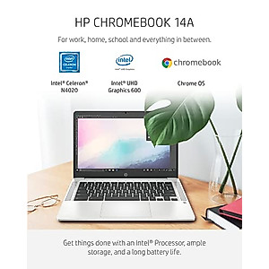 HP Chromebook 14 Laptop, Intel Celeron Processor, 4 GB RAM, 32 GB eMMC, 14” FHD (1920 x 1080) Chrome OS, Webcam & Dual Mics, Work, Entertainment, School, Long Battery Life (14a-na0160nr, 2021)