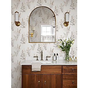 Orainege Peel and Stick Wallpaper Beige Floral Wallpaper Boho Contact Paper 15.7in x118.1in Self Adhesive Removable Wallpaper for Bathroom Bedroom Cabinets Decor