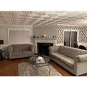 A La Maison Ceilings R31 Chestnut Grove Foam Glue-up Ceiling Tile (128 sq. ft./Case), Pack of 48, Plain White