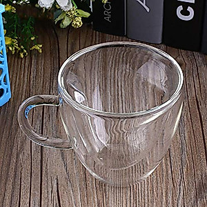 VEOOJRFEY 2 Pcs/Set Heart Shaped Double Wall Insulated Glass Milk Lemon Juice Cup Tea Cups Lover Coffee Mug Drinkware for Home Party Birthday Gifts
