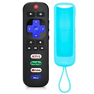 Replacement Remote for Roku TCL TV with Luminous Silicone Case, Compatible for TCL Roku, Hisense, Onn, Sharp, Element, Westinghouse, Philips Roku Series Smart TVs (Not for Roku Stick and Box)