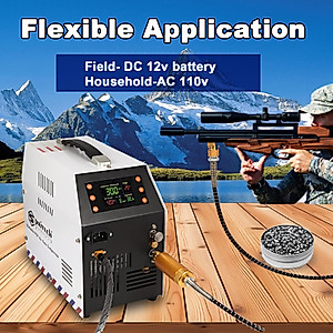 PCP Air Compressor,LCD Display Version Auto-shutoff 4500Psi/30Mpa Oil/Water-Free Set-pressure Paintball Tank Pump with Water/Oil Separator,Built-in Power Adapter