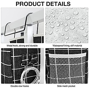 Ndeno Bedside Caddy Storage Bag Hanging Pocket Organizer for Bunk and Hospital Beds Crib,Dorm Rooms Bed Rails for Remotes Mobile Phone Keys, Glasses, Books (Black Plaid)