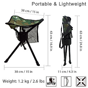 GEERTOP Portable Camping Swivel Folding Stool Seat Foldable Camp Tripod Chair Outdoor Survival Gear for Hiking Fishing Hunting Travel