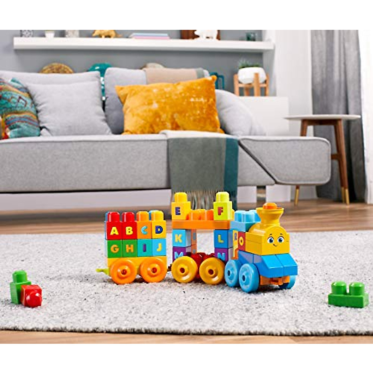 MEGA BLOKS Fisher-Price ABC Blocks Building Toy, ABC Musical Train with 50 Pieces, Music and Sounds for Toddlers, Gift Ideas for Kids Age 1+ Years