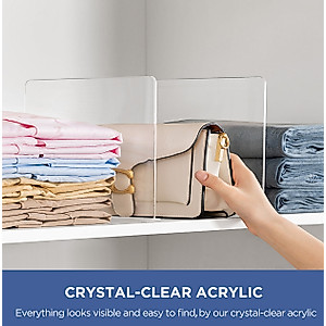 HBlife 4 PCS Adhesive Shelf Dividers for Closet Organization, Fit Wood Shelf Separators for Bedroom and Kitchen for Sweater, Shirts, Handbags