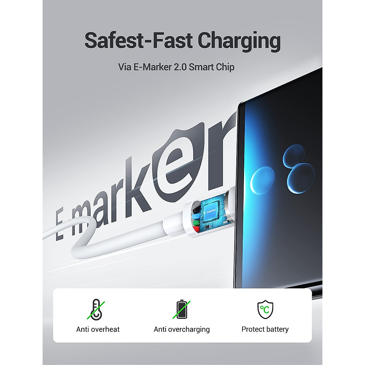 Somzu USB C Cable for iPad 10th (240W 5A), (3.3ft 2Pack) USB C Charger Cable USBC to USBC Cable Type C Fast Charging for iPad Pro 12.9inch, iPad Pro 11inch, iPad Air 5th/4th, iPad Mini 6th (White)