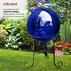 Alpine Corporation 10" Diameter Indoor/Outdoor Glass Gazing Globe Festive Yard Décor, Blue