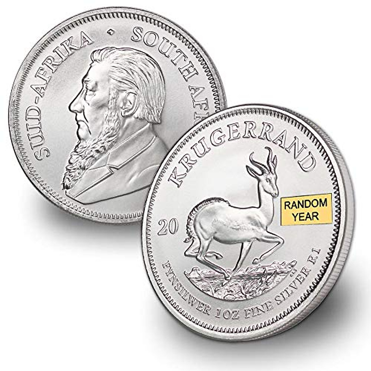 2017 - Present (Random Year) South Africa 1 oz Silver Krugerrand Lot of (5) Coins Brilliant Uncirculated with Certificates of Authenticity 1 Rand (R1) BU