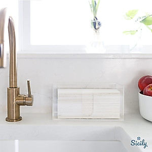 Sicily Guest Multifold Paper Towel Holder Dispenser Bathroom, Kitchen Countertop (10.75”W x 4.125”D x 5”H) 5mm Acrylic Napkin Holder for C-Fold, Z-Fold, Trifold Disposable Napkins in Home, Restaurant