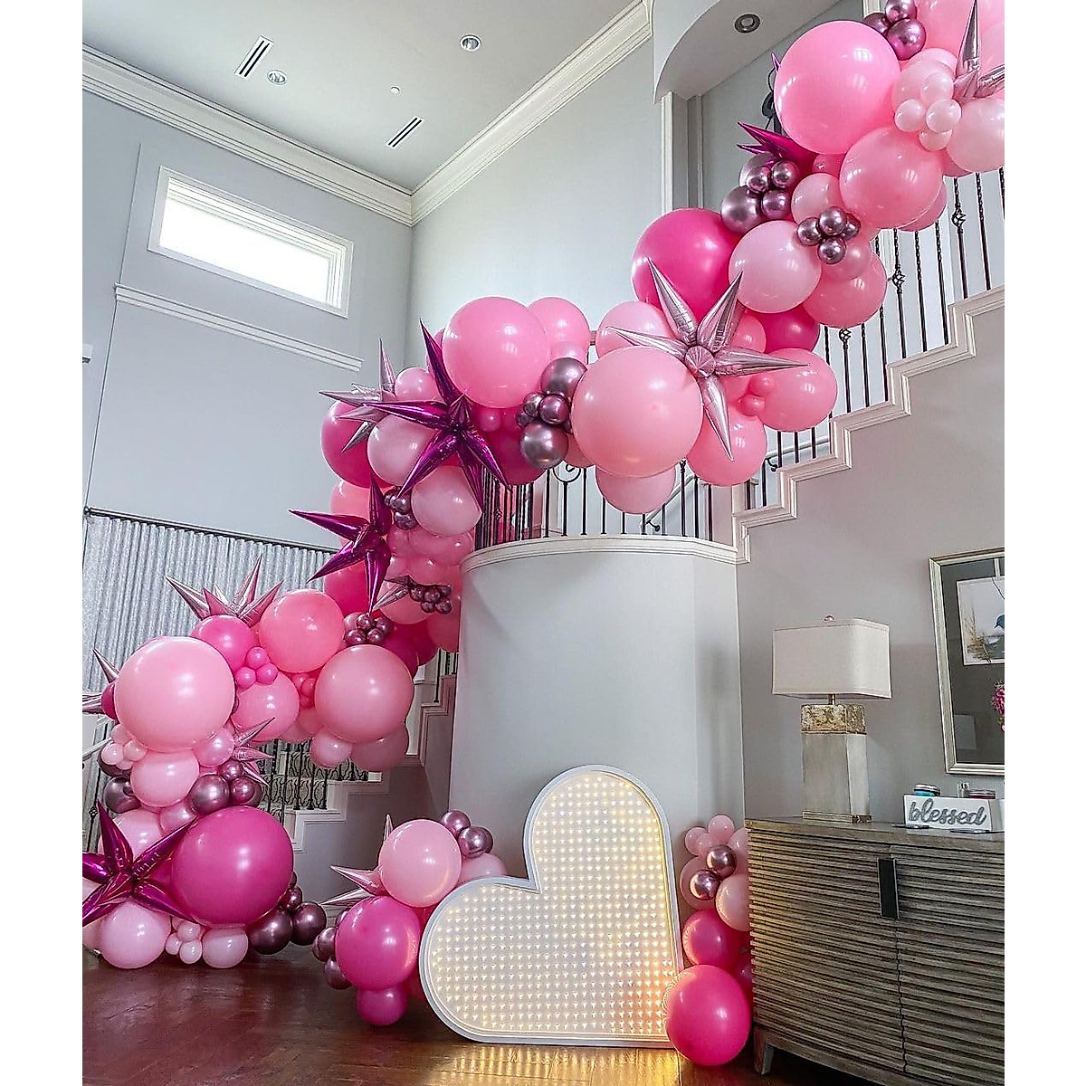 Bezente Pink Balloons Set,60pcs 12 inch Metallic Pink Pearl Pink Hot Pink Pastel Pink Latex Balloons Kit for Birthday,Wedding,Baby Shower,Princess Theme Party Decorations