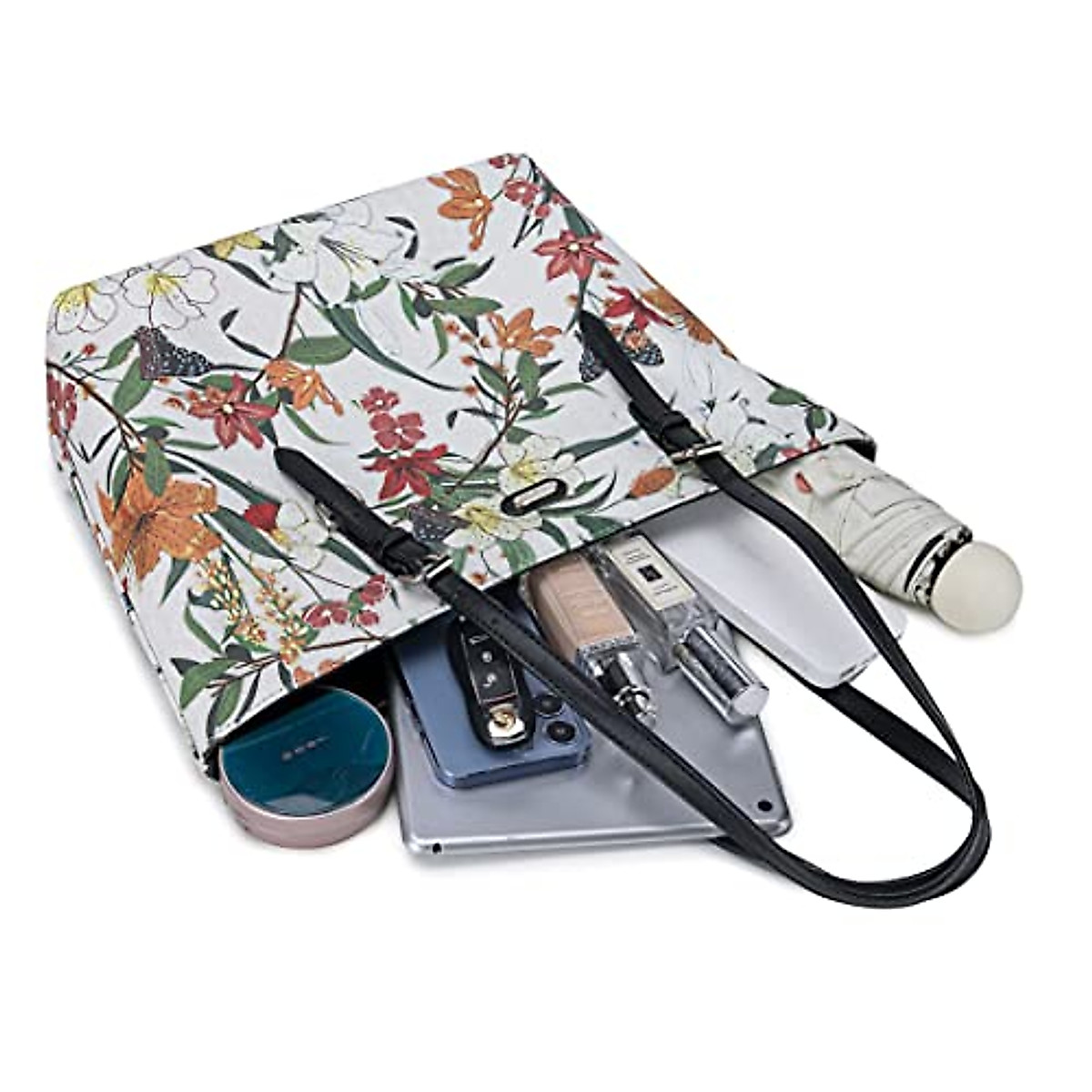 Women Fashion Synthetic Leather Handbags for Women Large Tote Shoulder Bags Top Handle Satchel Designer Tote Shoulder Satchel Purse Set of 2pcs