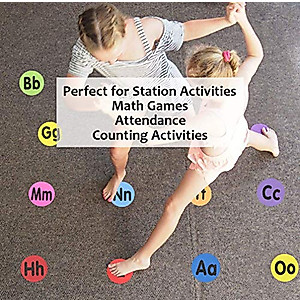 KIKIGOAL 4" Diameter Classroom Carpet Markers Floor Dots x 26 Classroom Circles with Alphabet A-Z for Teachers (with Alphabet)