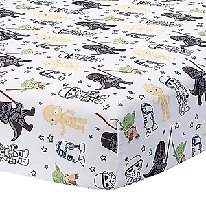 Lambs & Ivy Star Wars Classic Fitted Crib/Toddler Sheet - Yoda/Darth Vader