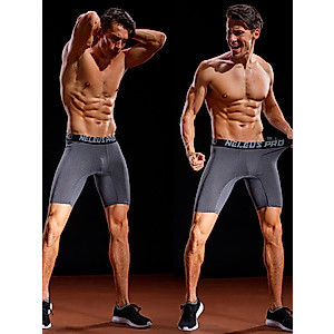 NELEUS Men's 3 Pack Athletic Compression Short,6028,White,Black,Grey,US M,EU L