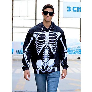 uideazone Boys Hoodies Sweatshirt Tops Funny Skeleton Sweater Pullover Mid-Weight Tracksuit Tops with Pocket Jumper Streetwear …