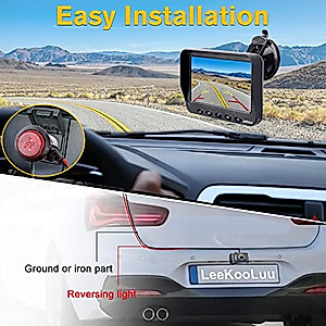 LeeKooLuu Wireless Backup Camera for Trucks HD 1080P Support 2 Rear View Camera for Cars Sedans Minivans Stable Digital Signal IP69 Waterproof Night Vision Grid Lines DIY Setting F08