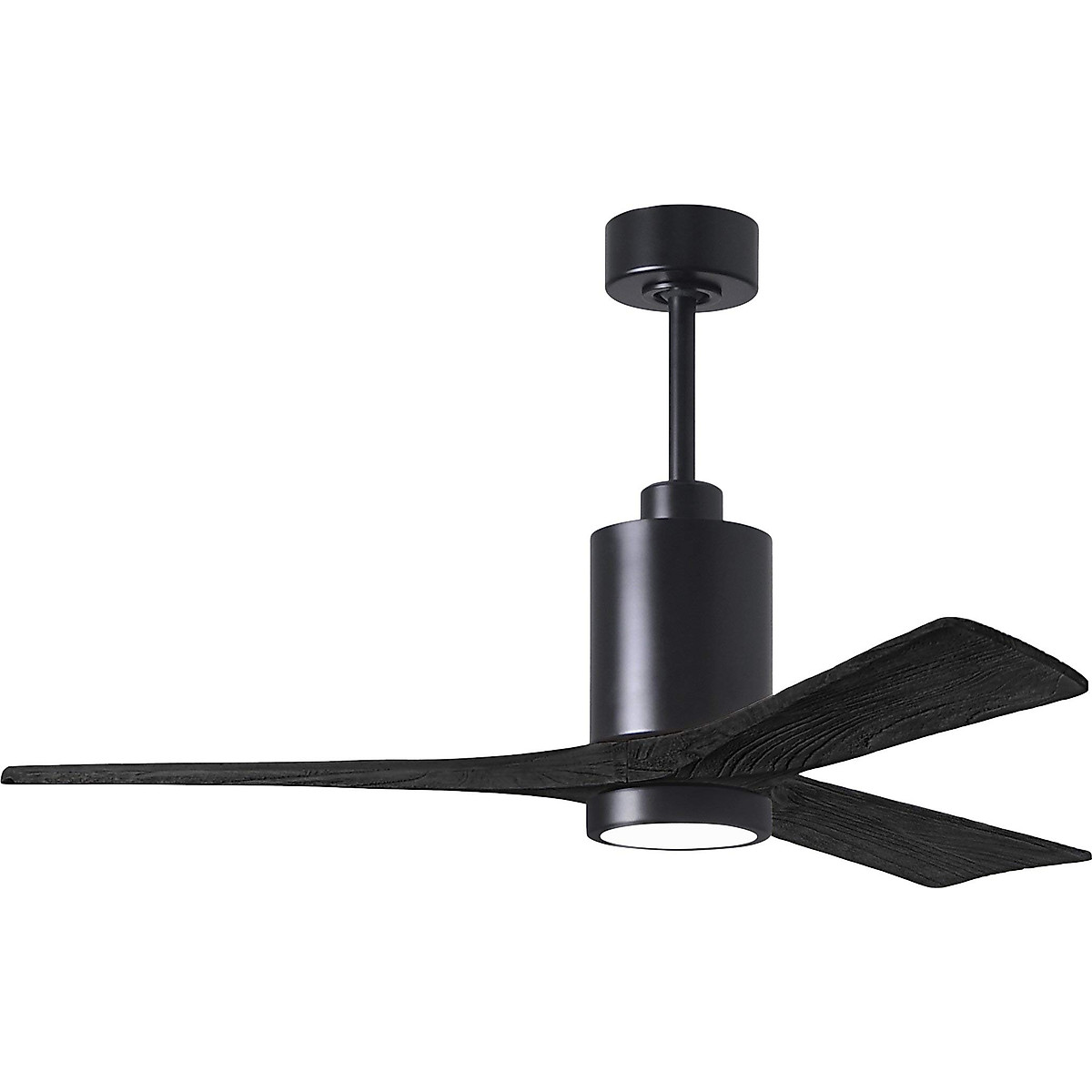 Matthews PA3-BK-BK-52 Patricia Indoor/Outdoor Damp Rated 52" Ceiling Fan with LED Light and Remote & Wall Control, 3 Wood Blades, Matte Black