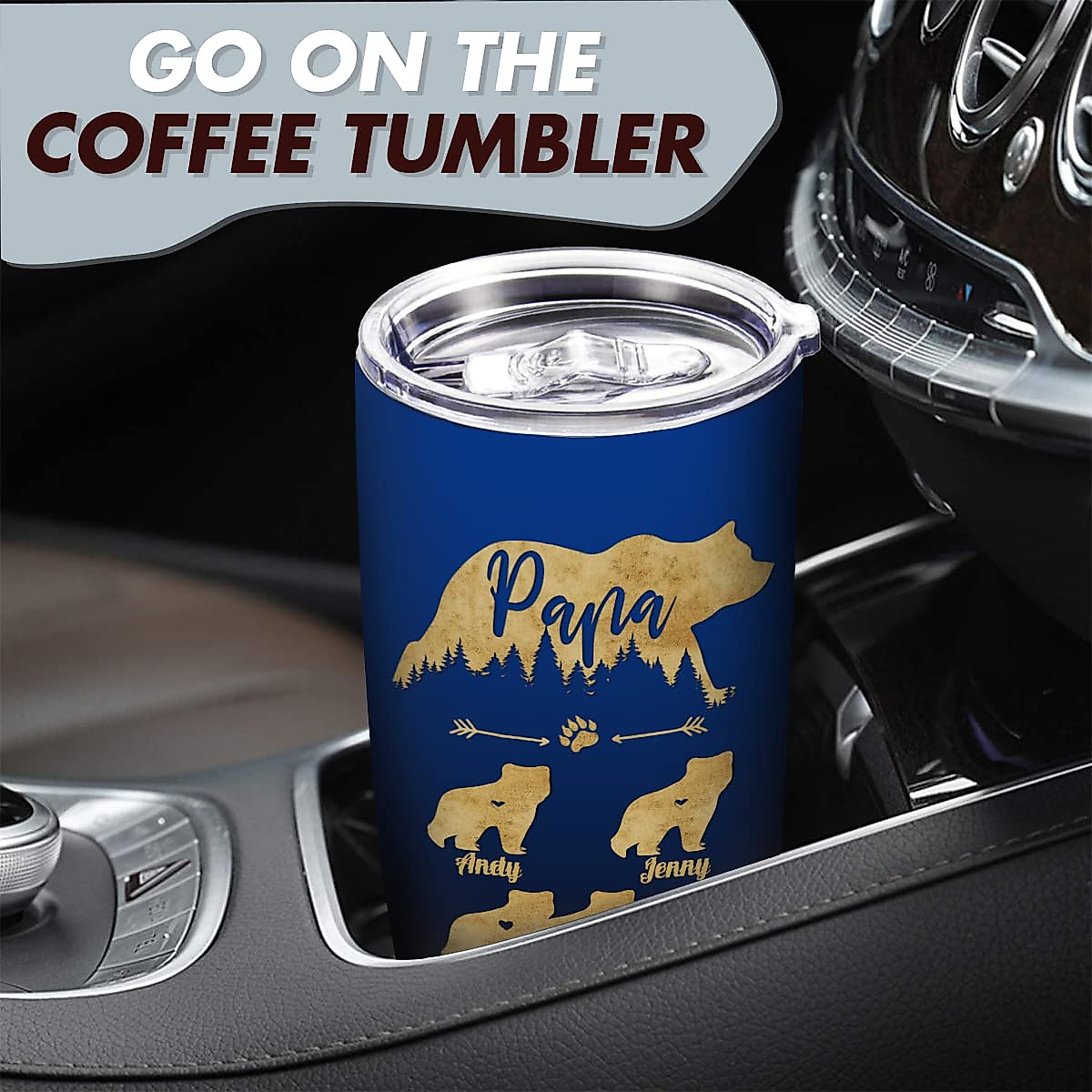 wowcugi Personalized Papa Bear Tumbler 20oz 30oz Grandpa Tumblers Stainless Steel Coffee Travel Mug Papa Cup Gift For Grandfather Grandad Pop Birthday Fathers Day Stuff Gift From Grandchildren