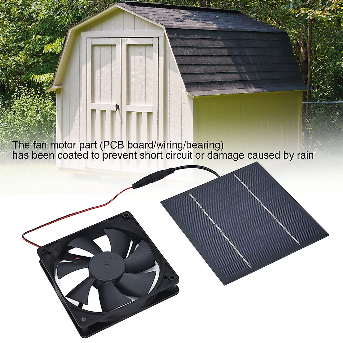 Arsor Solar Powered Exhaust Fan, 10W 12V 2A Wall Mount Ventilation and Cooling Dual Fans Waterproof Window Exhaust Ventilator, Portable Solar Panel Fan Kit for Chicken Coop, Greenhouse, Dog House