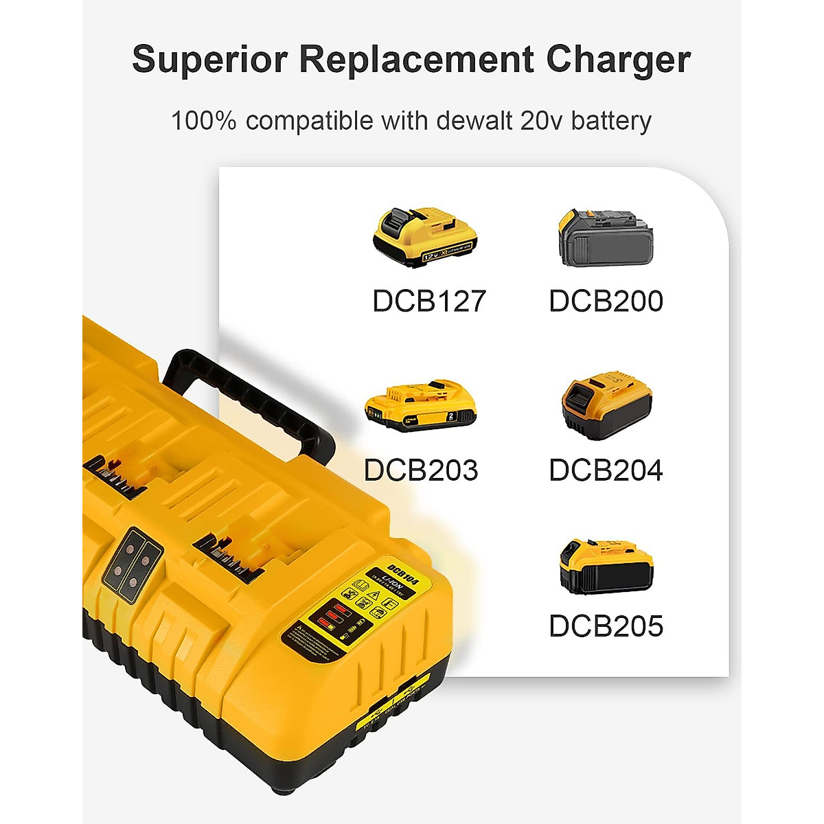 TeenPower DCB104 Replacement for Dewalt 12/20V Max Battery Charger Station