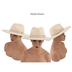 Pro Celia Big Wide Brim Women Fedora Hat (Rice)