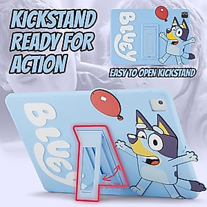 Bluey Kids Case for iPad, 9th Generation iPad Case, iPad 8th Generation Case, iPad 7th Generation Case for Kids, iPad 10.2 Case 2021/2020/2019, Tablet Cover with Stand, Shockproof Silicone Protector